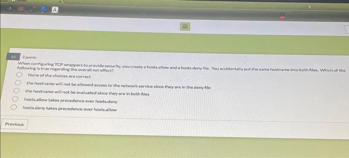 Solved When configuring TCP wrappers to provide socurity, | Chegg.com