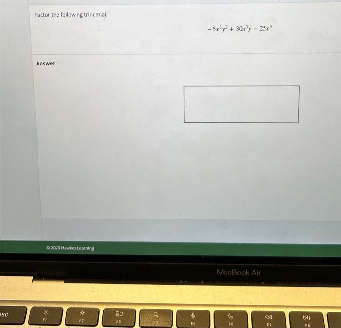 Solved Factor the following trinomial. −5x3y2+30x3y−25x3 | Chegg.com