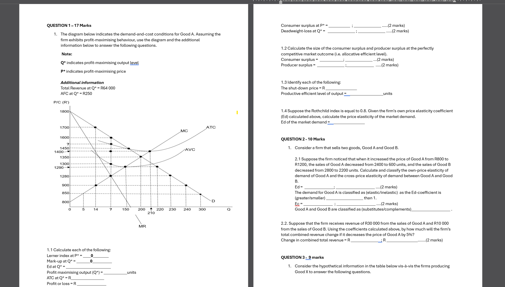 Solved Consumer surplus at P**=2 ﻿marks)Deadweight-loss at | Chegg.com