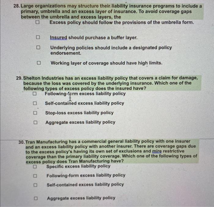 Solved 28. Large organizations may structure their liability | Chegg.com
