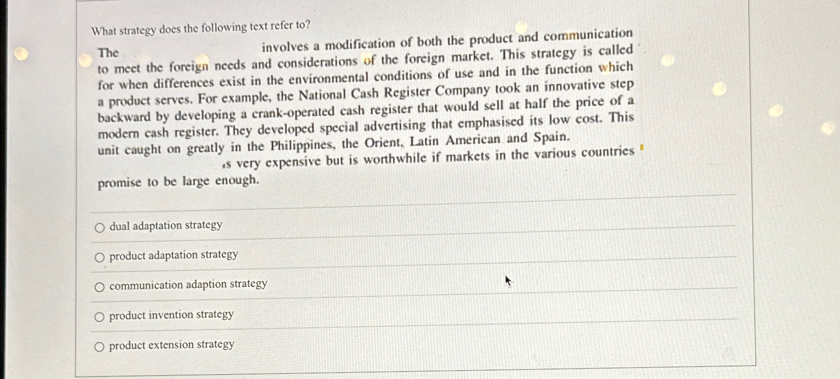 Solved What strategy does the following text refer to?The | Chegg.com