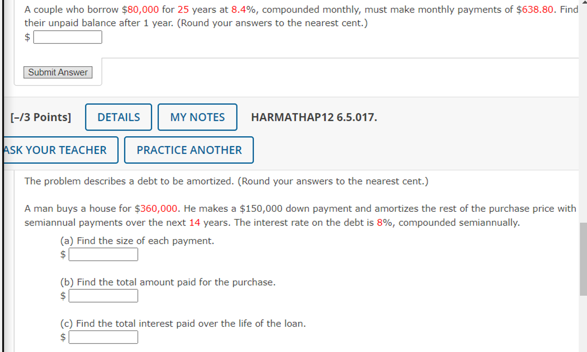 Solved The problem describes a debt to be amortized. (Round | Chegg.com