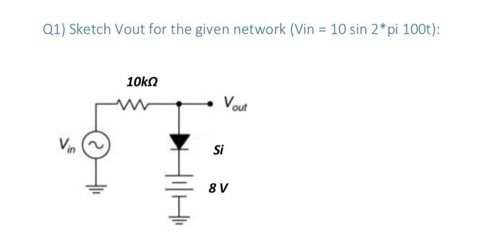 Solved Q1) Sketch Vout for the given network ( Vin =10sin2∗ | Chegg.com