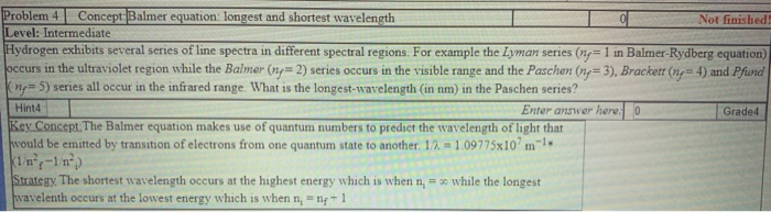 Solved concept: Balmer equation Hydrogen exhibits several | Chegg.com