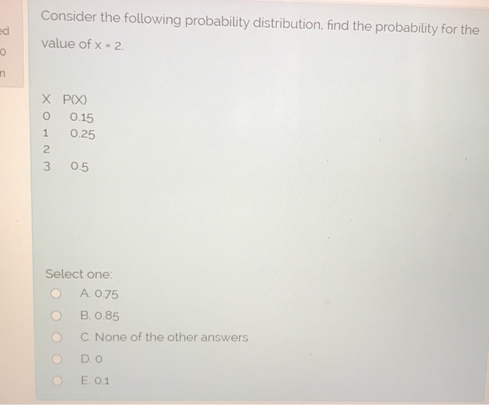 Solved Consider the following probability distribution, find | Chegg.com
