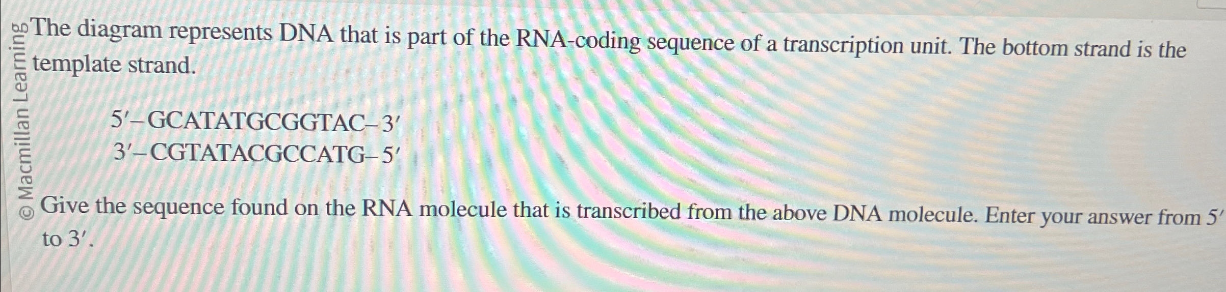 Solved The diagram represents DNA that is part of the | Chegg.com