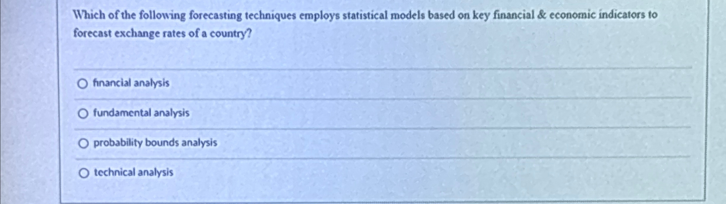 Solved Which of the following forecasting techniques employs | Chegg.com