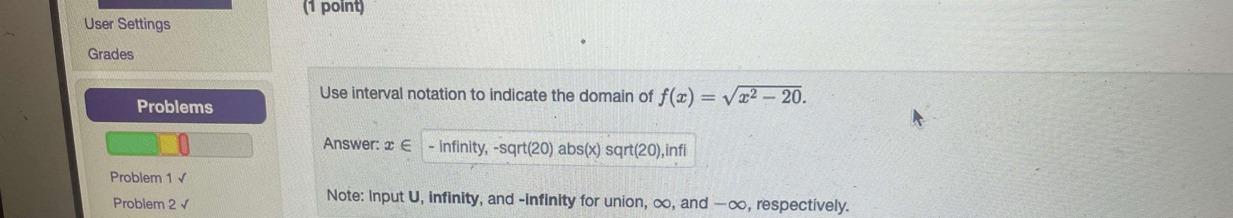 Solved User SettingsGradesProblemsProblem 1 Problem 24Use | Chegg.com
