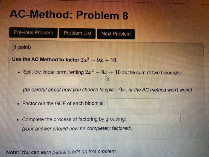 Solved AC-Method: Problem 8 Previous Problem Problem List | Chegg.com