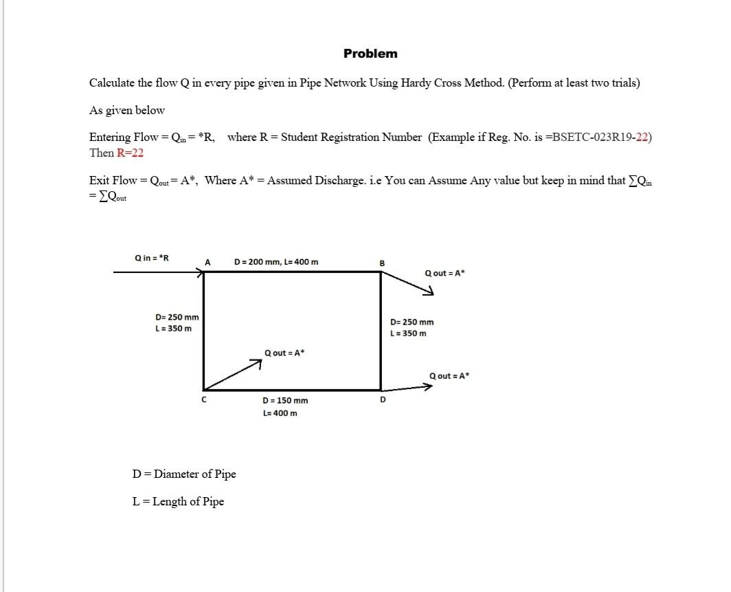 Solved Problem Calculate the flow Q in every pipe given in | Chegg.com