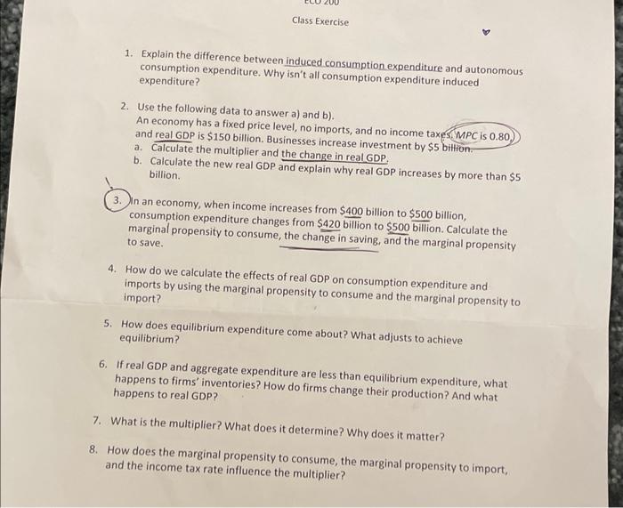 Solved 1. Explain the difference between induced consumption | Chegg.com