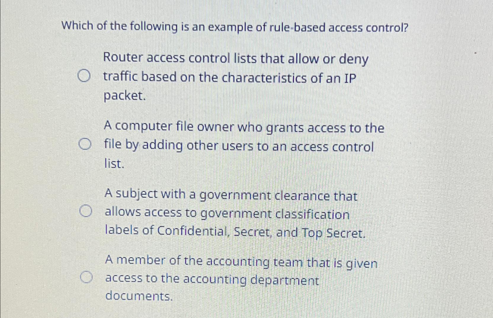Solved Which of the following is an example of rule-based | Chegg.com