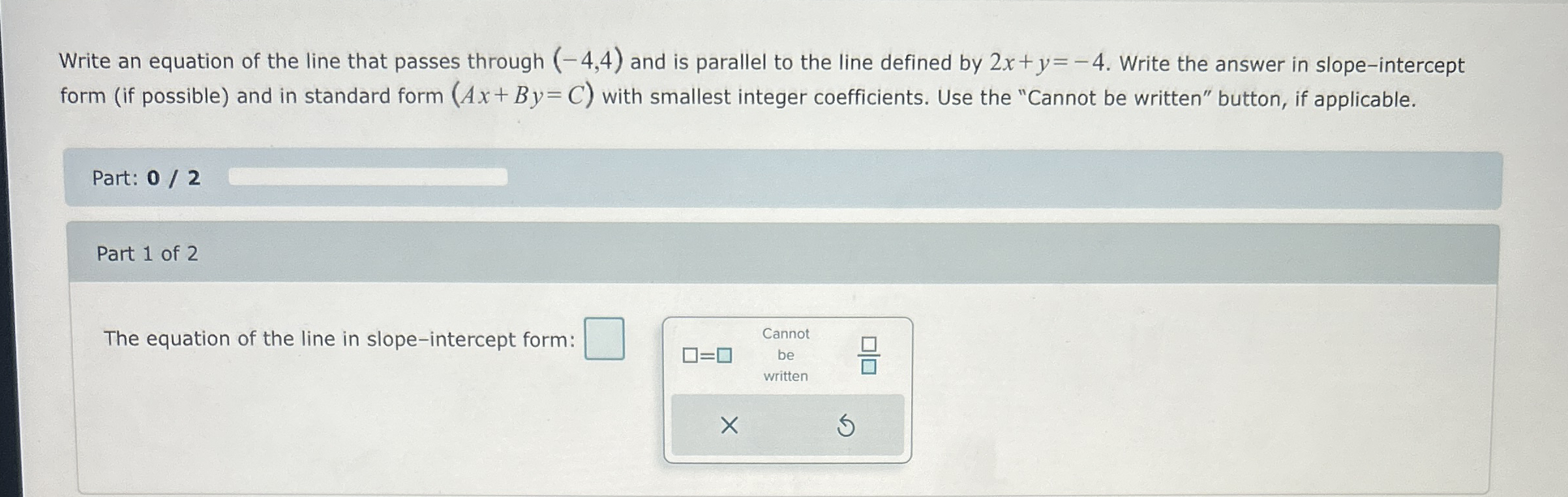 Solved Write an equation of the line that passes through | Chegg.com
