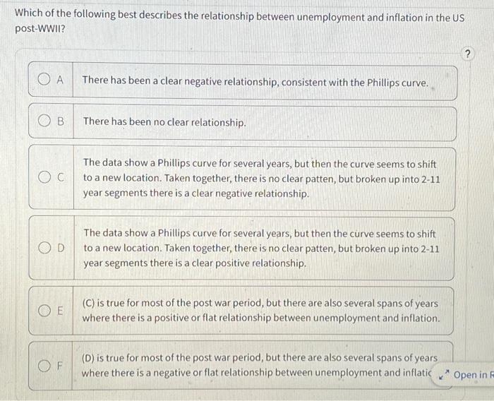 Solved Which of the following best describes the | Chegg.com