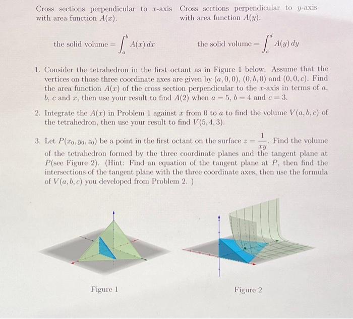 Solved Cross sections perpendicular to x-axis Cross sections | Chegg.com