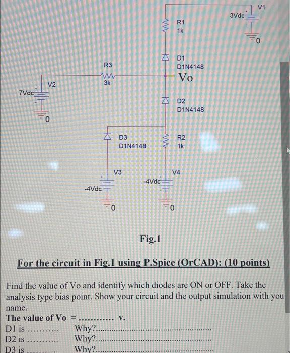 Solved Fig.1 For the circuit in Fig.1 using P.Spice (OrCAD): | Chegg.com