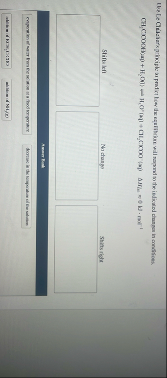 Solved Use Le Châtelier's principle to predict how the | Chegg.com