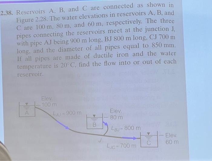 Solved 8. Reservoirs A,B, and C are connected as shown in | Chegg.com