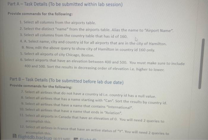Solved Part A - Task Details (To be submitted within lab | Chegg.com