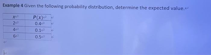 Solved Example 4 Given the following probability | Chegg.com