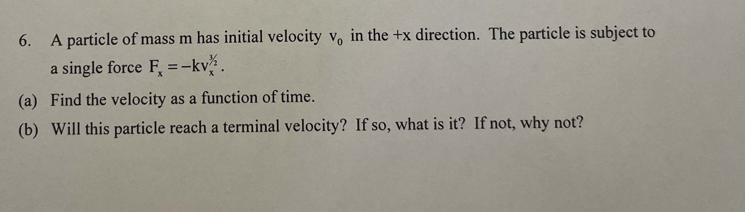 Solved A particle of mass m ﻿has initial velocity v0 ﻿in the | Chegg.com