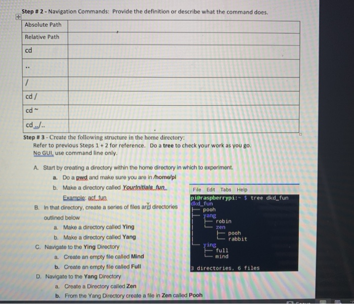 Solved Step # 2 - Navigation Commands: Provide the | Chegg.com