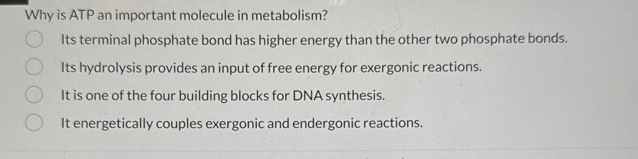 Solved Why is ATP an important molecule in metabolism?Its | Chegg.com