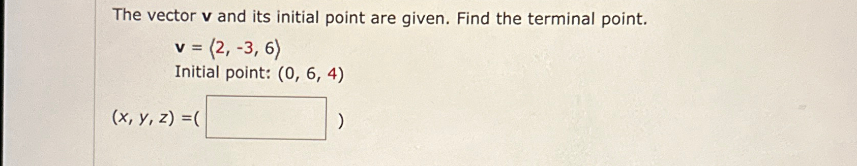 Solved The vector v ﻿and its initial point are given. Find | Chegg.com