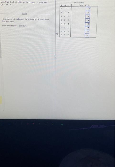 Solved Construct the truth table for the compound statement | Chegg.com