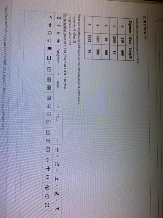 Solved Question 35 Consider The Following Segment Table