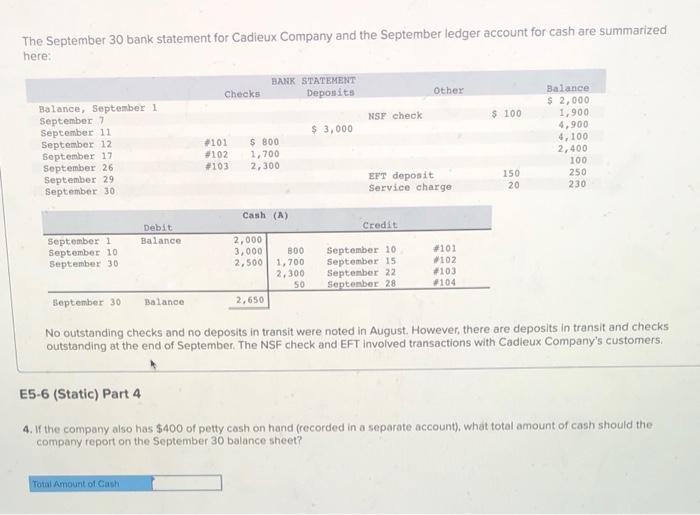 Solved Required information E5-6 (Static) Preparing a Bank | Chegg.com
