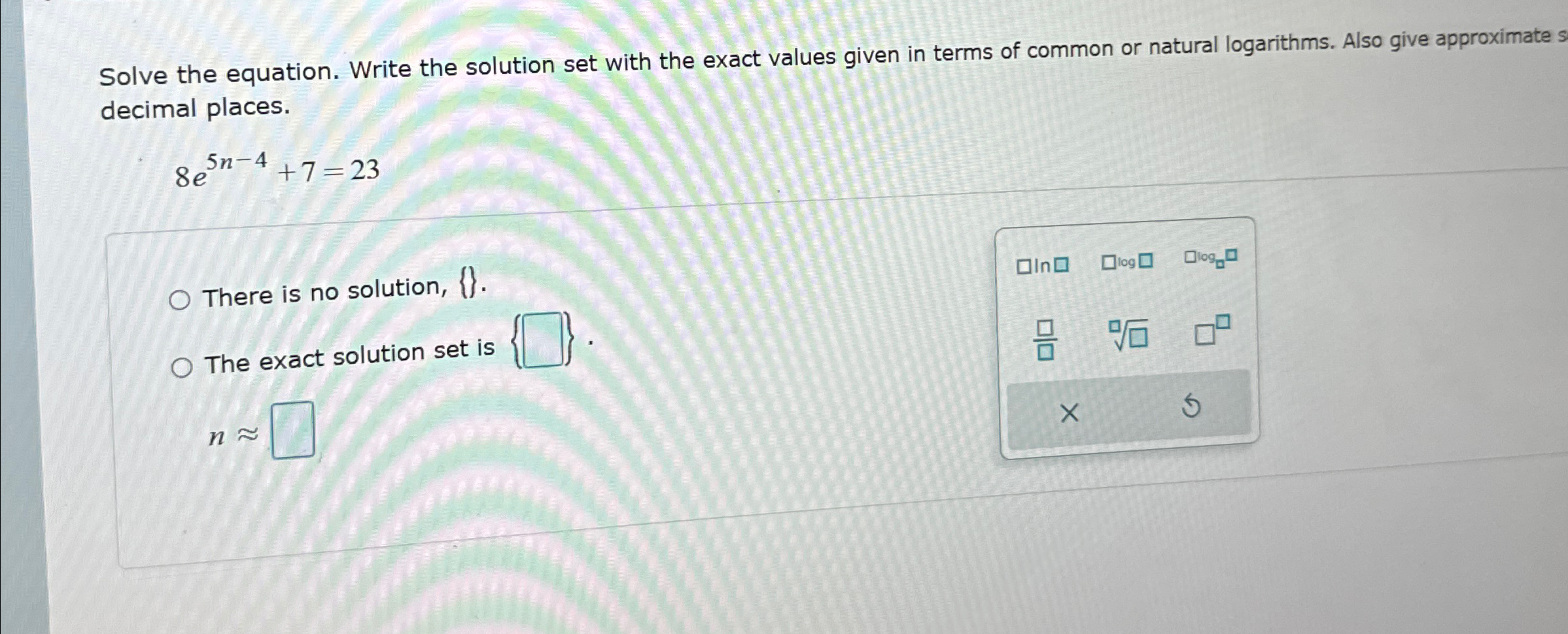 Solved Solve the equation. Write the solution set with the | Chegg.com