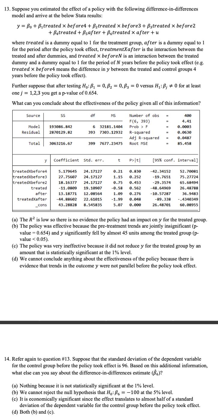 Solved Which of these two econometrics multiple choice | Chegg.com
