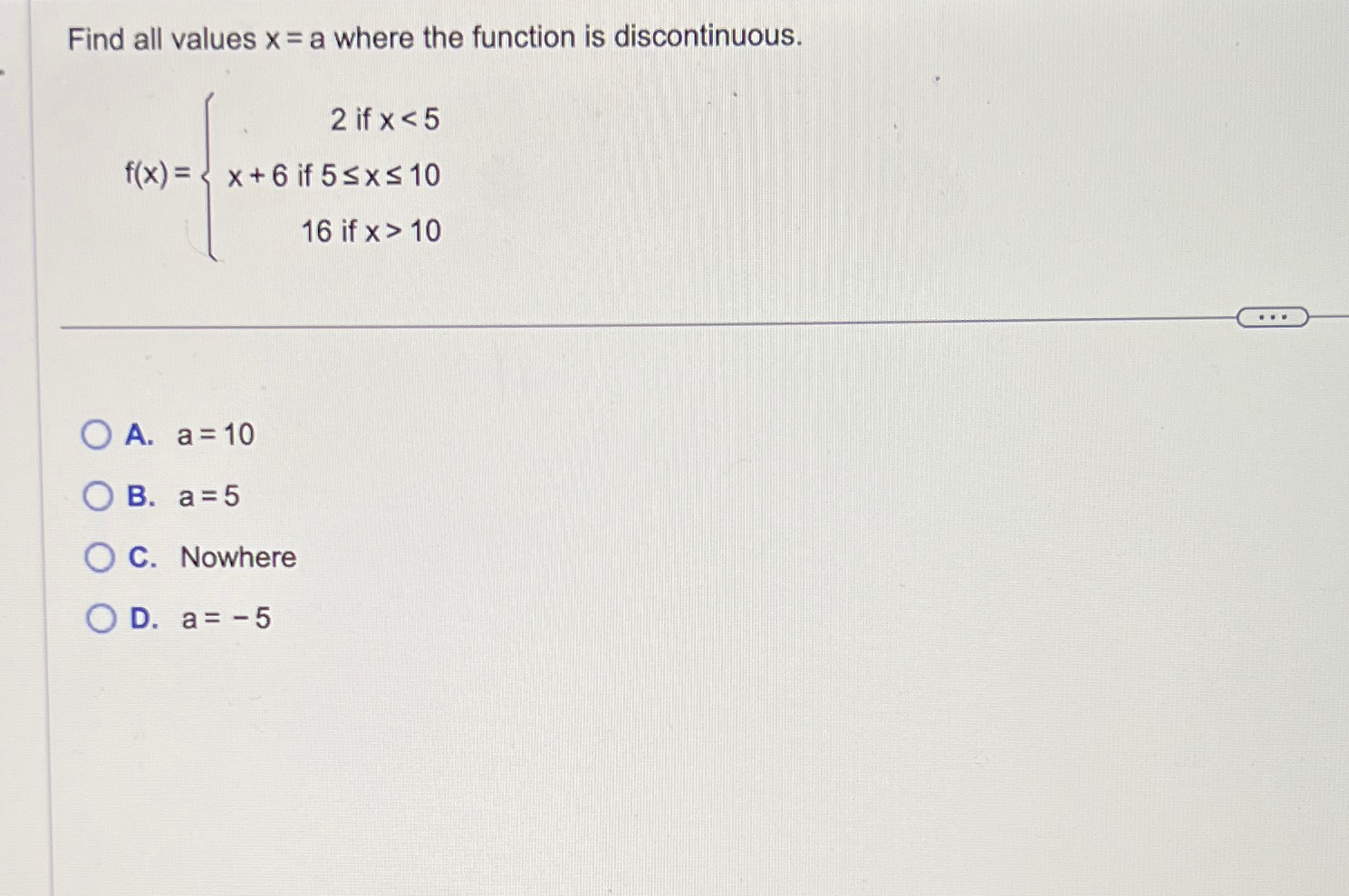 Solved Find all values x=a where the function is | Chegg.com