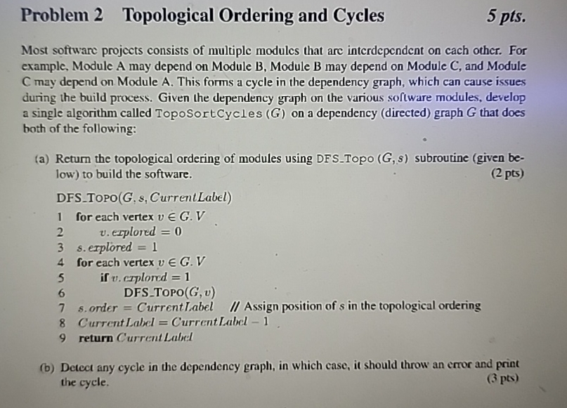 Solved Problem 2 ﻿Topological Ordering and Cycles5 ﻿pts.Most | Chegg.com