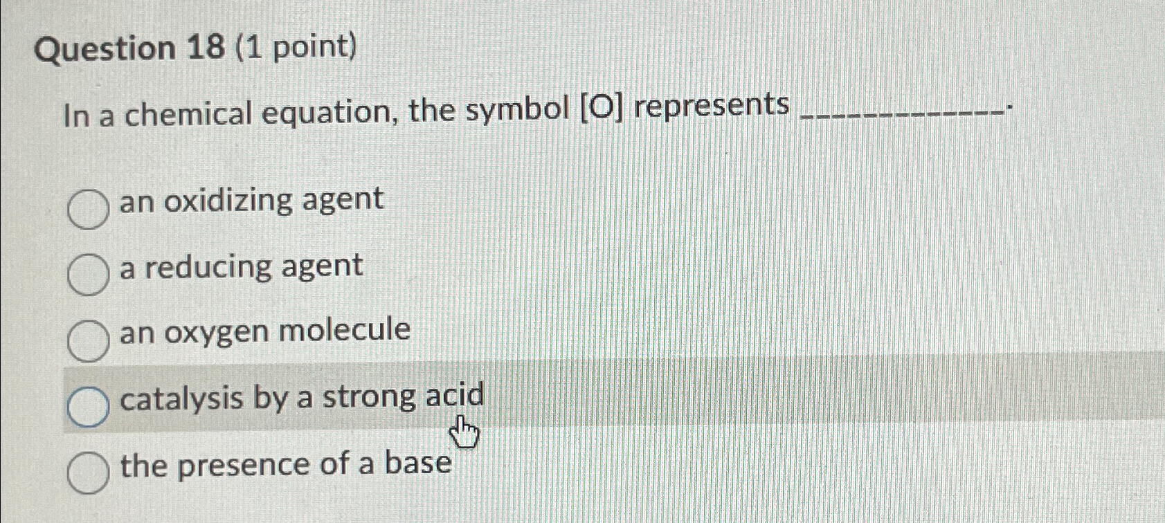 Solved Question 18 (1 ﻿point)In a chemical equation, the | Chegg.com