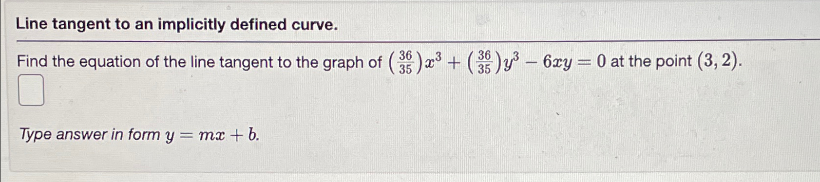 Solved Line tangent to an implicitly defined curve.Find the | Chegg.com