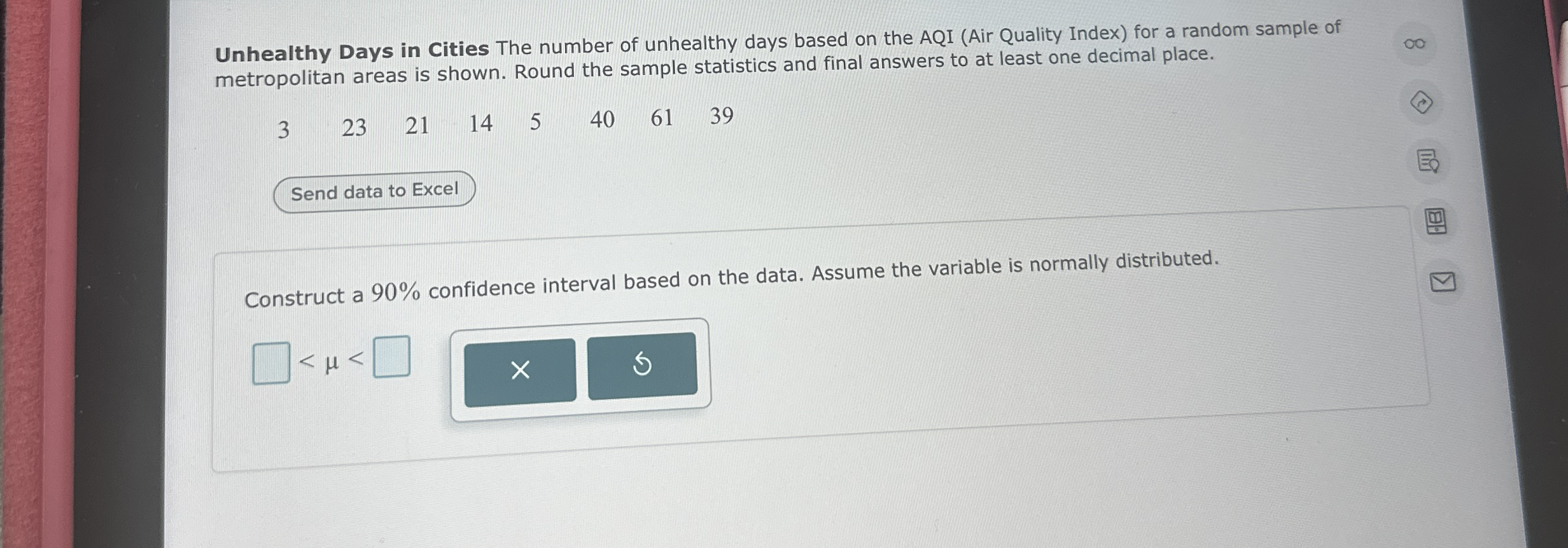 Solved Unhealthy Days in Cities The number of unhealthy days | Chegg.com
