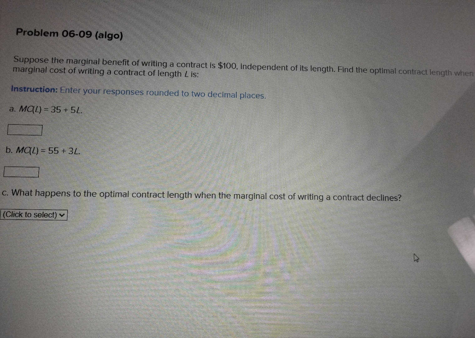 Solved Problem 06-09 (algo)Suppose the marginal benefit of | Chegg.com