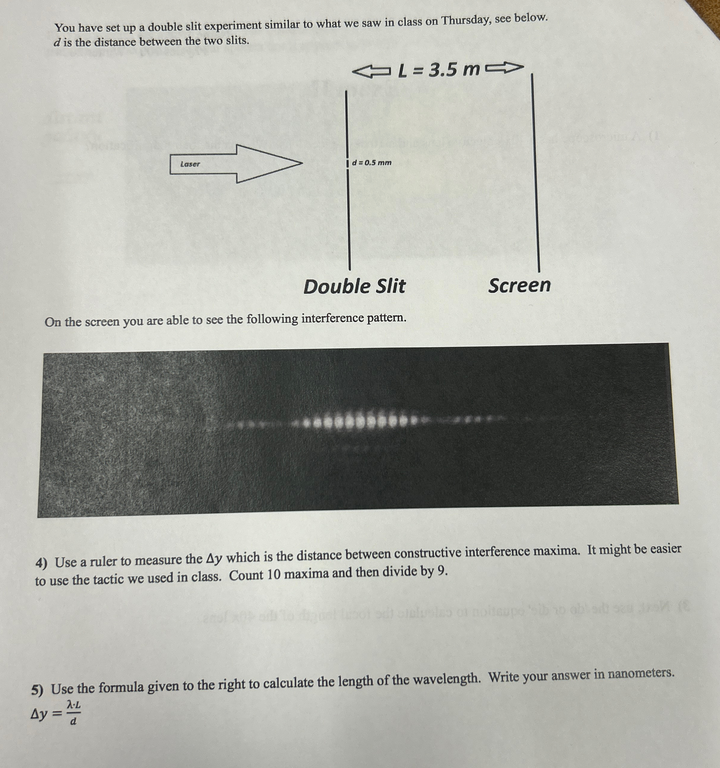 Solved You have set up a double slit experiment similar to | Chegg.com