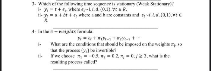 Solved 3- Which of the following time sequence is stationary | Chegg.com
