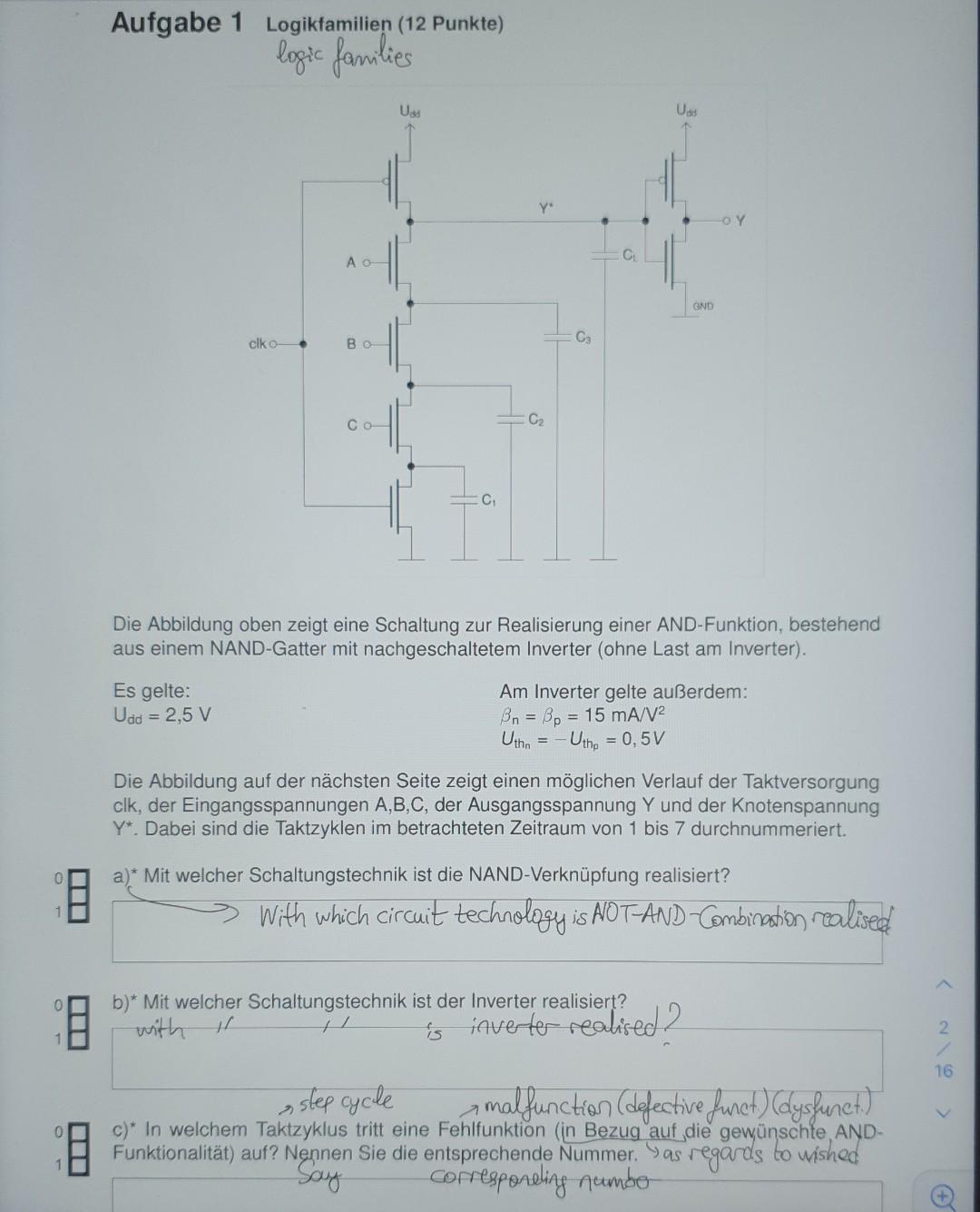 Aufgabe 1 Logikfamilien (12 Punkte) logic families Us | Chegg.com