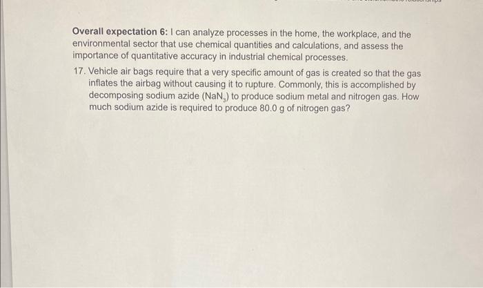 Solved Overall expectation 6: I can analyze processes in the | Chegg.com