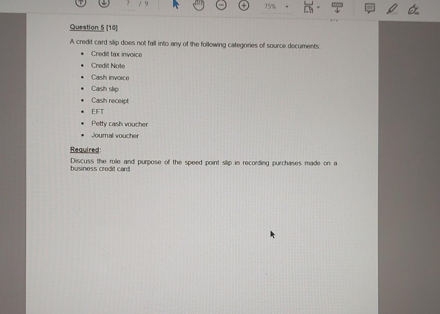 Solved A credit card slip does not fall into any of the | Chegg.com