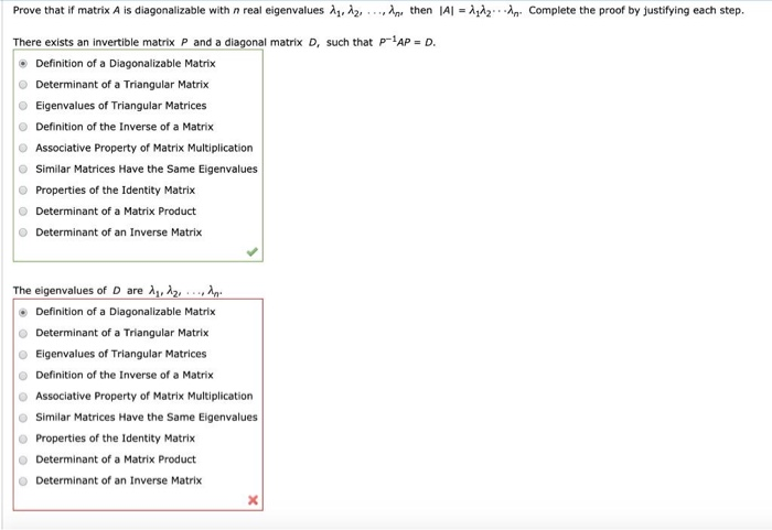 Solved Prove that if matrix A is diagonalizable with n real | Chegg.com