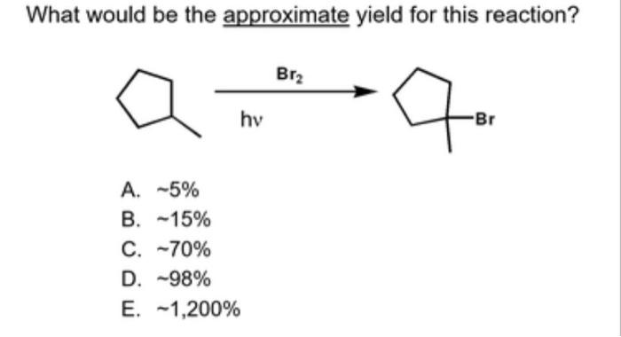 Solved What would be the approximate yield for this | Chegg.com