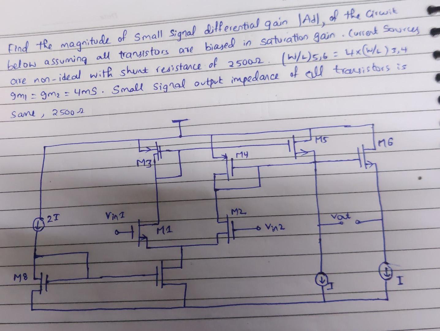 Find the magnitude of Small signal differential gain | Chegg.com