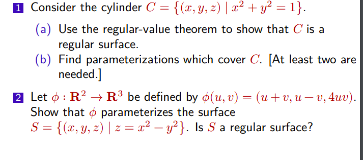 Solved 1 ﻿Consider the cylinder C={(x,y,z)|x2+y2=1}.(a) ﻿Use | Chegg.com