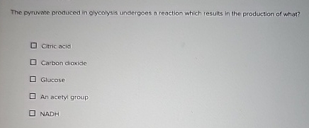 Solved The pyruvate produced in glycolysis undergoes a | Chegg.com