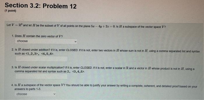 Solved Let V=R2 and let H be the subset of V of all points | Chegg.com